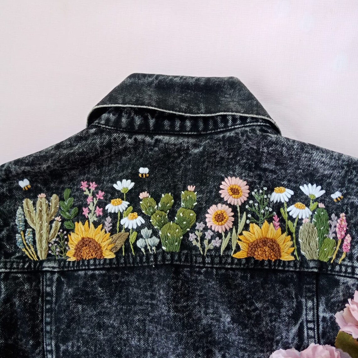 Floral Embroidery Pattern for Jeans Jacket PDF Pattern - Etsy