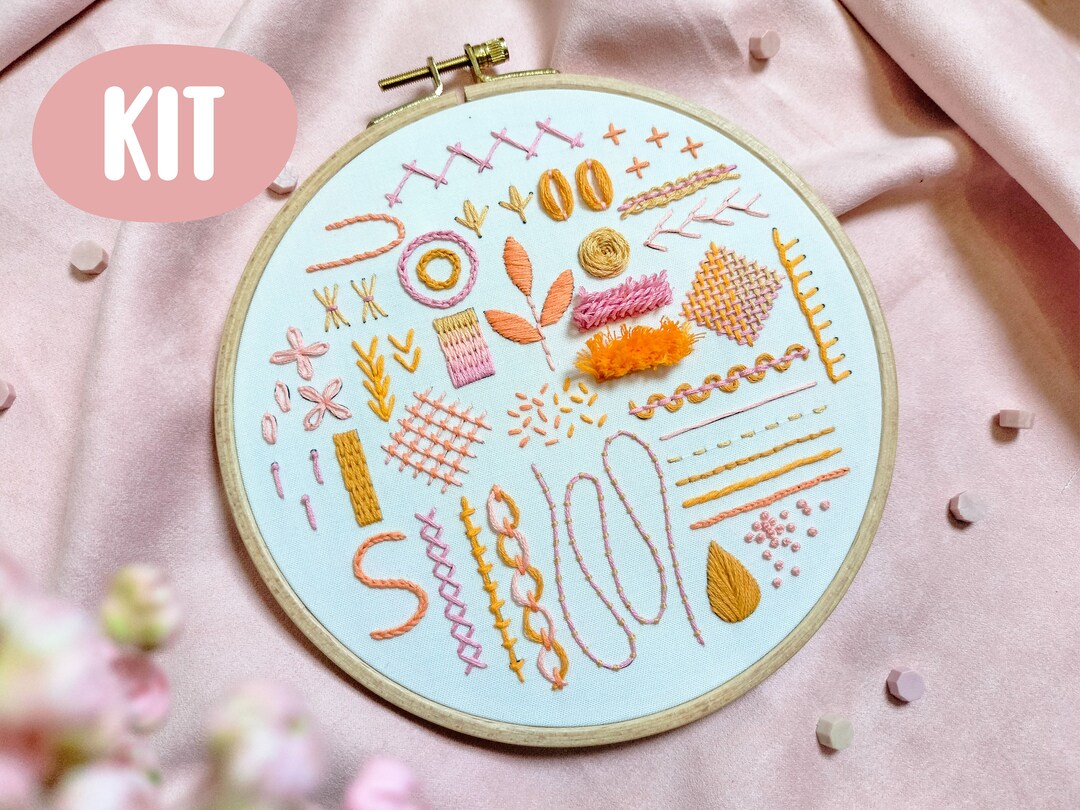 Beginner Embroidery KIT, Dictionary Stitch, 35+ Hand Embroidery ...