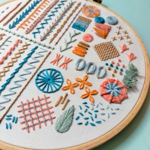 Beginner & Intermediate Embroidery PDF Pattern, Basic Stitches Tutorial, 40+ Dictionary Stitch ...