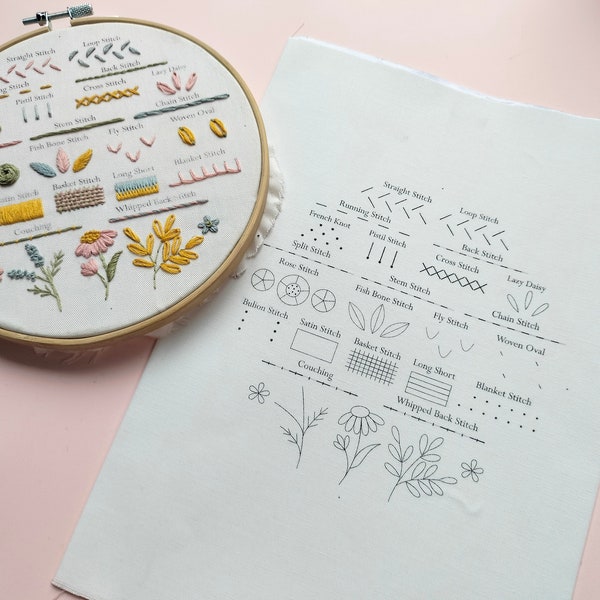 Hand Embroidery Practice Sampler - Etsy