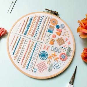 Beginner & Intermediate Embroidery PDF Pattern, Basic Stitches Tutorial, 40+ Dictionary Stitch ...