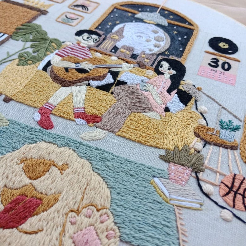 Custom Embroidery Portrait Personalized Gift for Her Couple - Etsy