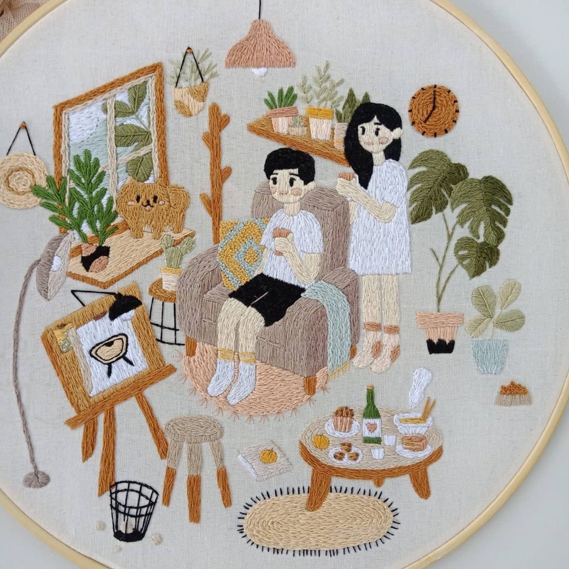 Custom Embroidery Portrait Personalized Gift for Her Couple - Etsy