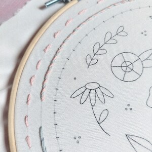 Beginner Embroidery Flower PDF Pattern, Basic Stitches Tutorial,+video ...