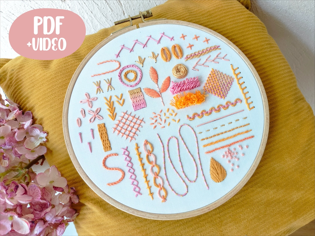 Beginner Embroidery PDF Pattern, Basic Stitches Tutorial, 35 ...