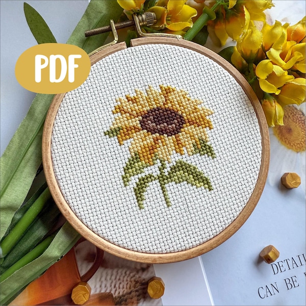Sunflower Cross Stitch - Etsy