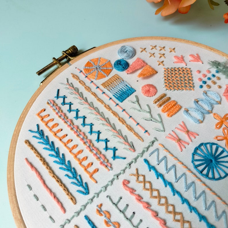 Beginner & Intermediate Embroidery PDF Pattern, Basic Stitches Tutorial, 40+ Dictionary Stitch ...