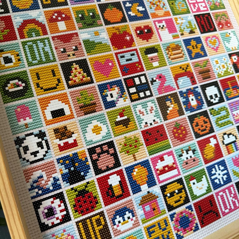 100 Mini Cross Stitch Patterns Bundle, Small Kawaii Embroidery Designs ...