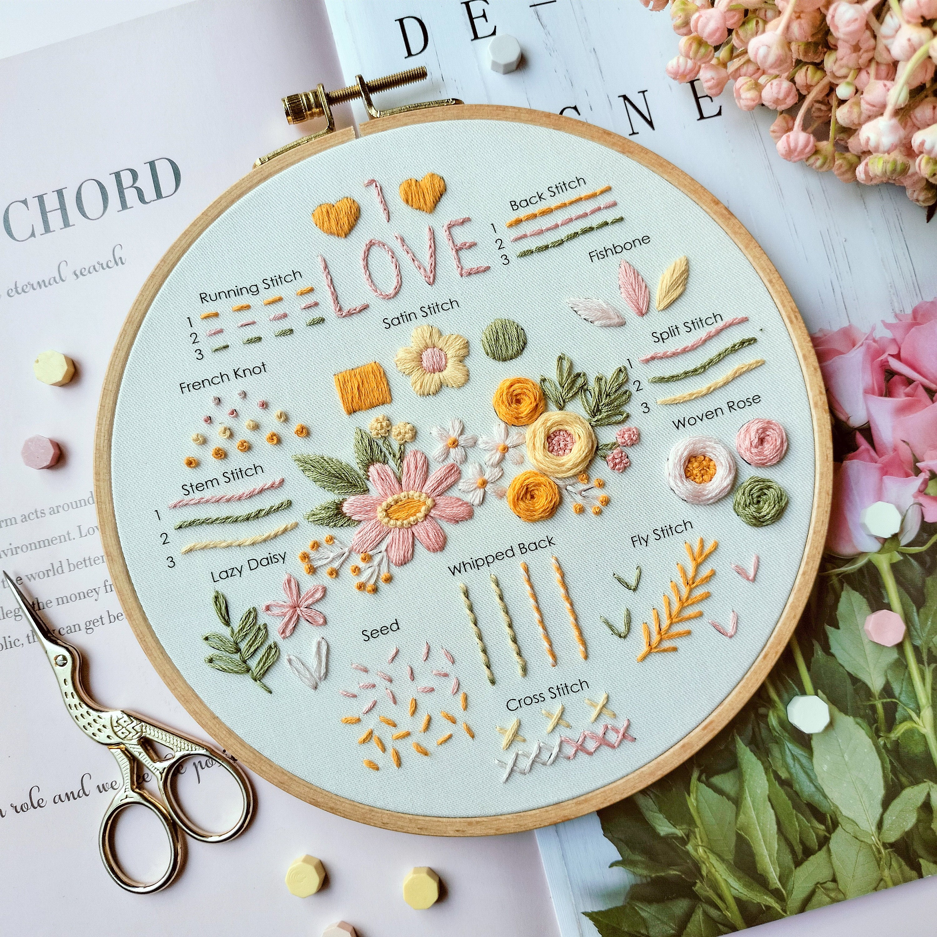 Beginner Embroidery PDF Pattern, Level 1, Basic Stitches Tutorial ...