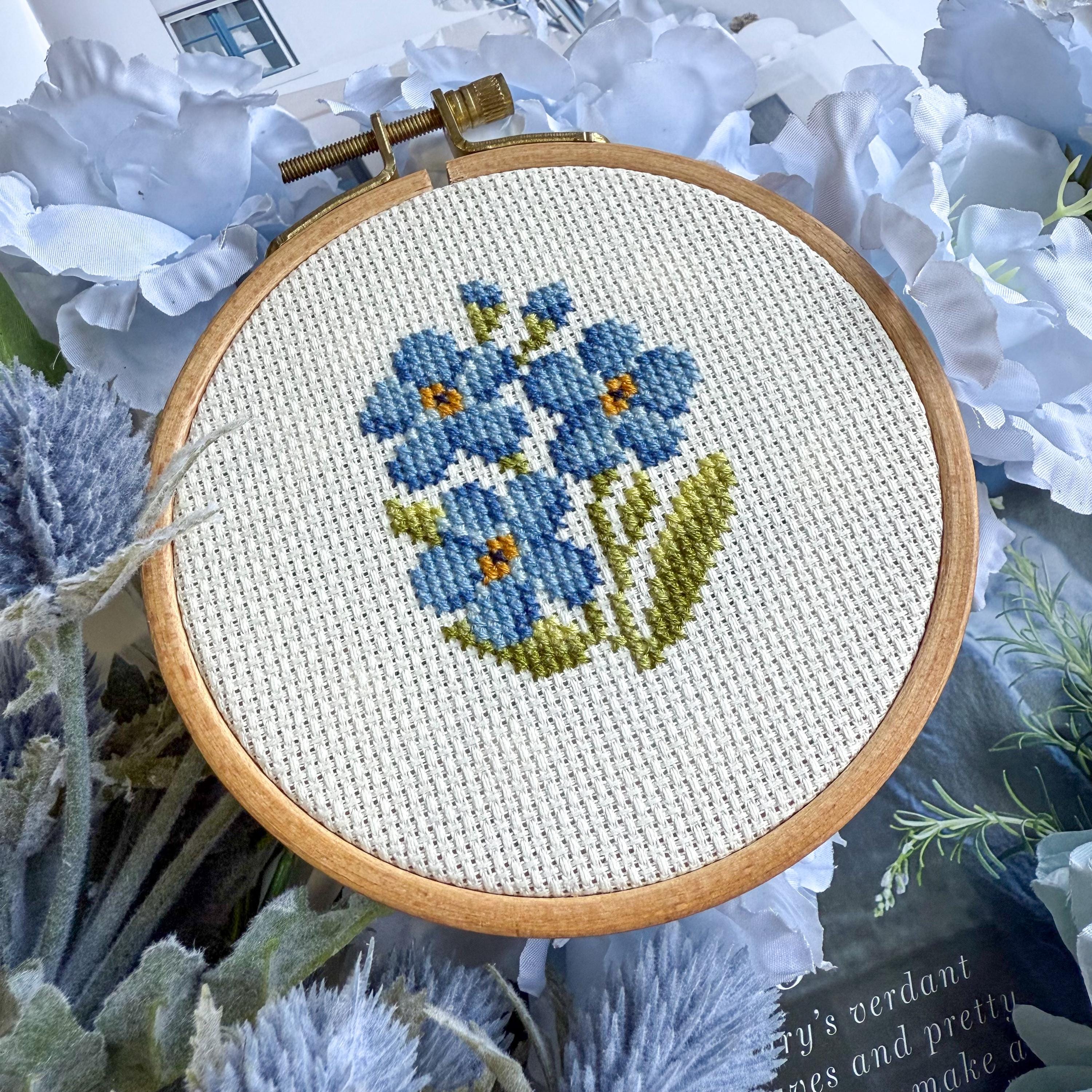Forget-me-not Cross Stitch Pattern: Easy Botanical Flower Design (PDF ...