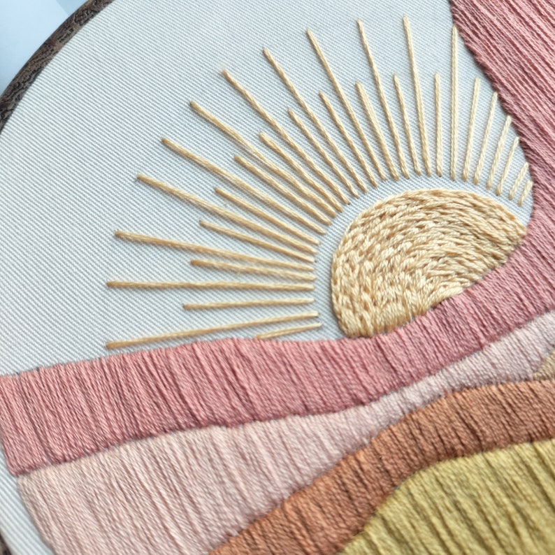 Embroidery Kit Mountains Sunrise Beginner Easy, Modern, Fuunny + Video ...