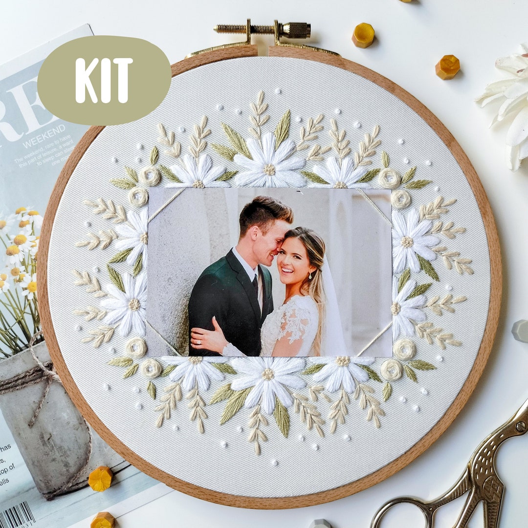Embroidery KIT Romantic Flower Frame for Beginner, Modern + Video ...
