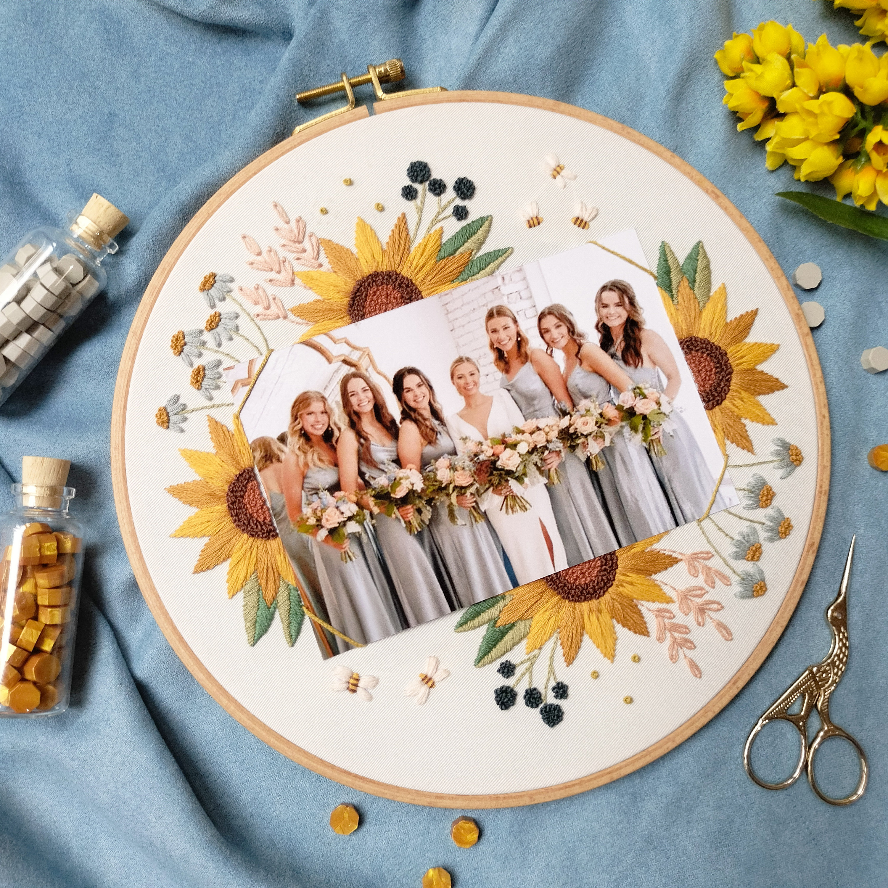 Custom Hand Embroidery Photo Frame - Etsy
