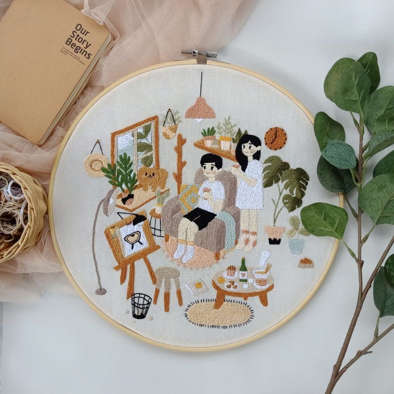 Custom Embroidery Portrait Personalized Gift for Her Couple - Etsy