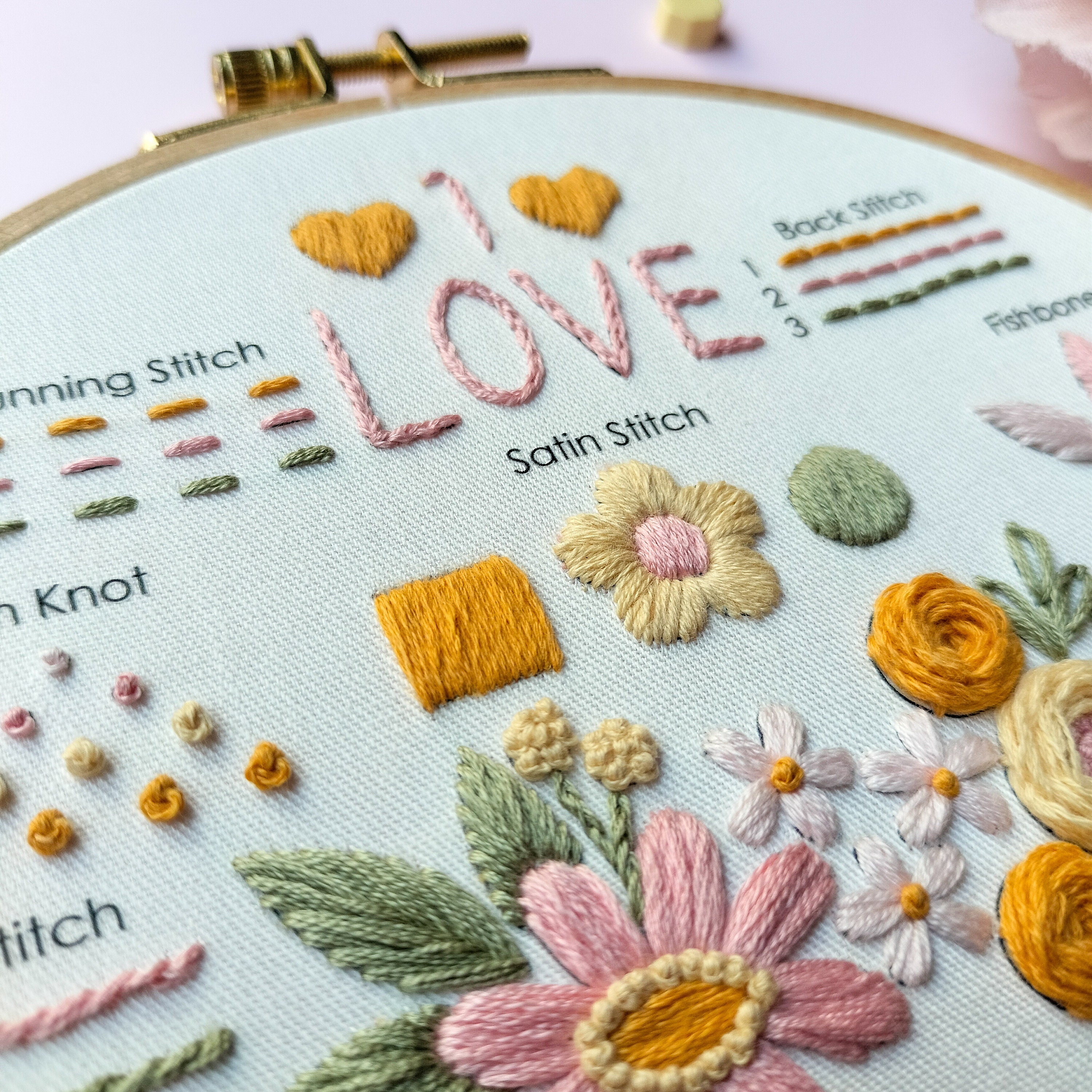 Beginner Embroidery PDF Pattern, Level 1, Basic Stitches Tutorial ...