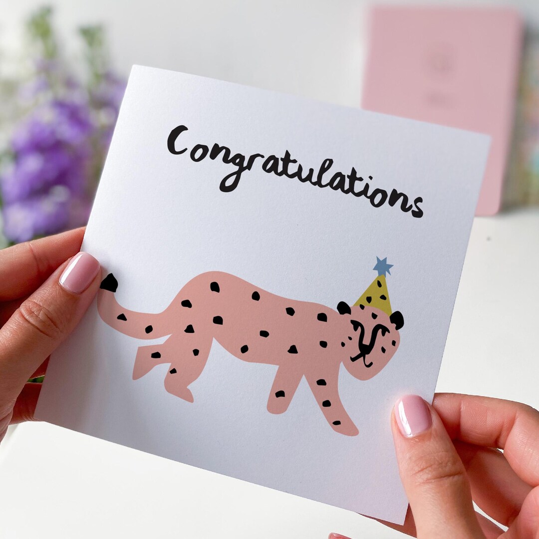 Congratulations Gift Card With Cute Puma for Her Him Friends Funny Puma ...