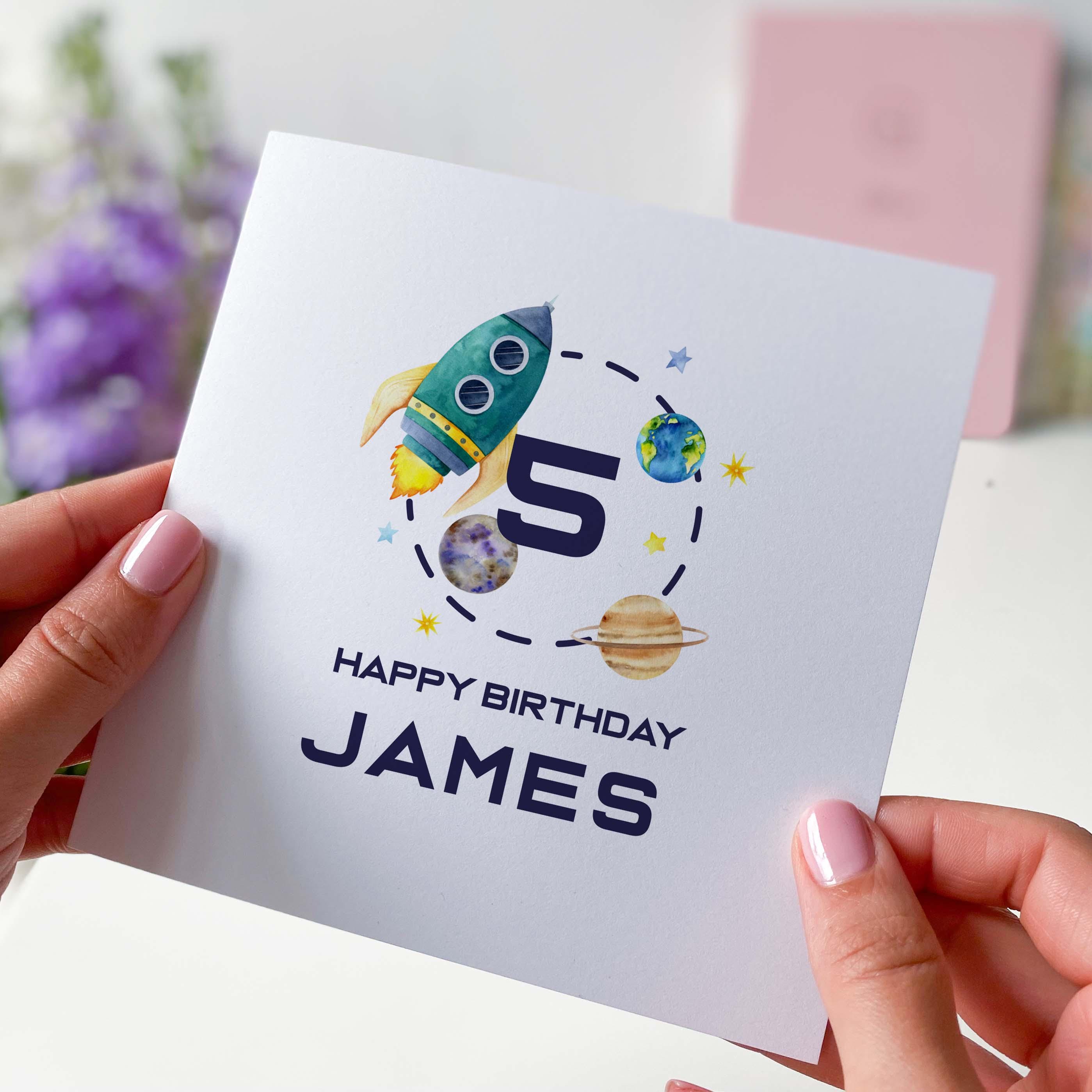 Space Birthday Card Personalised Kids Birthday Card for Boy Girl With ...