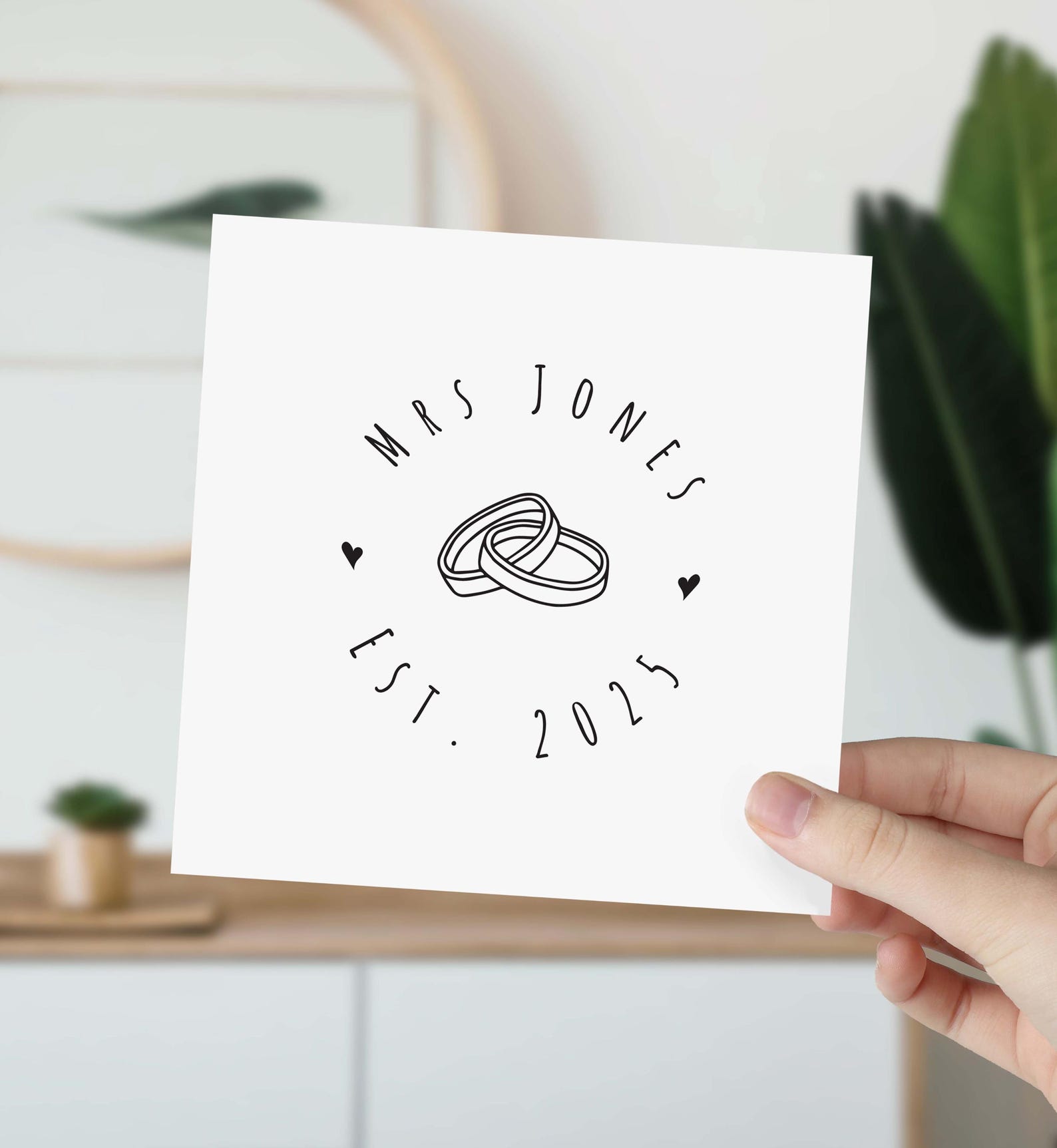 Card for Bride With Last Name and Wedding Date Mrs Wedding Day Card Hen ...