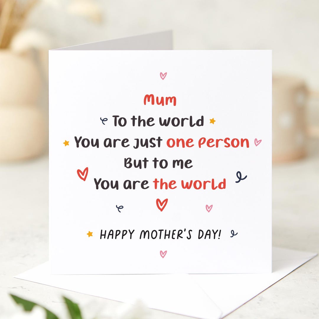 Mother's Day Card for Mum Meaningful Gift for Her You Are My World ...
