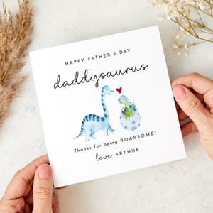 Personalised Father’s Day Card for Dad Daddysaurus Fun Dinosaur Design ...
