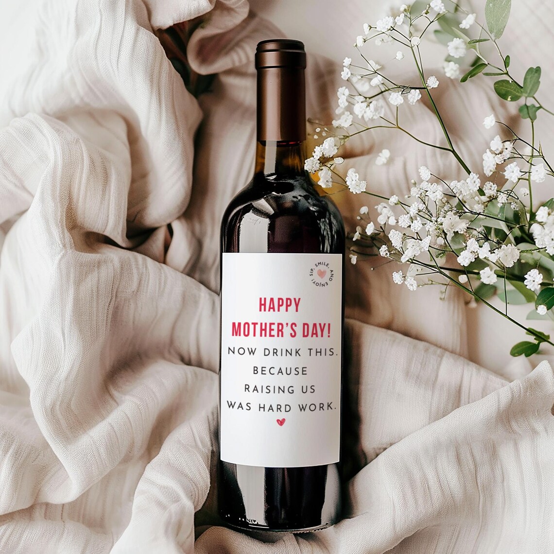 Funny Mother’s Day Wine Label - “now Drink This” Gift for Mum Wine ...