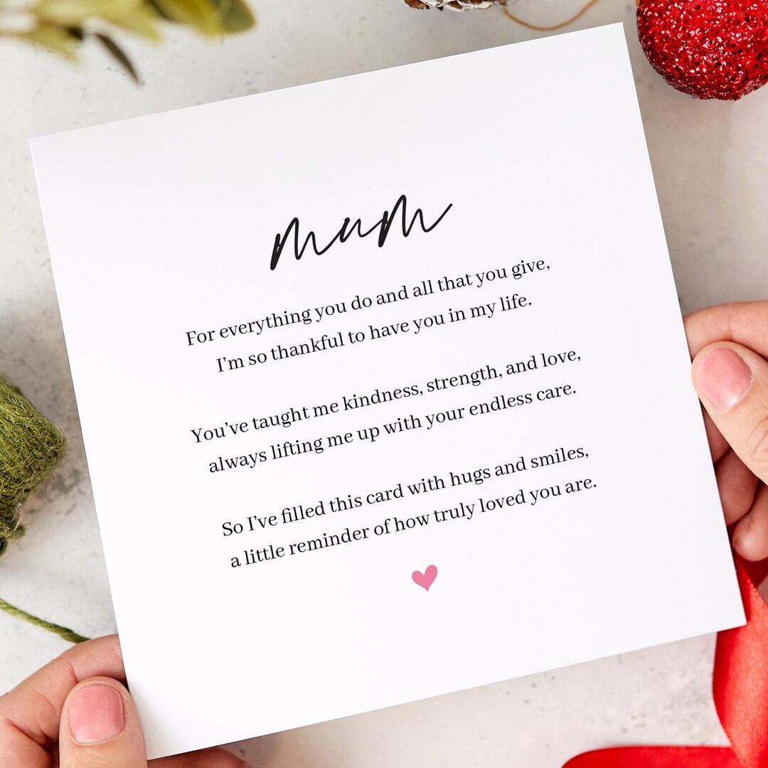 Card for Mum Heartfelt Message for Mummy Thoughtful Gift for Her Mother ...