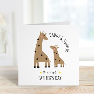 Cute Our First Father's Day Card With Name Gift Card for Daddy Dad Son ...