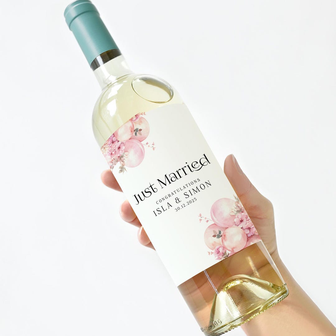 Personalised Wedding Wine Bottle Label, Just Married Gift - Etsy