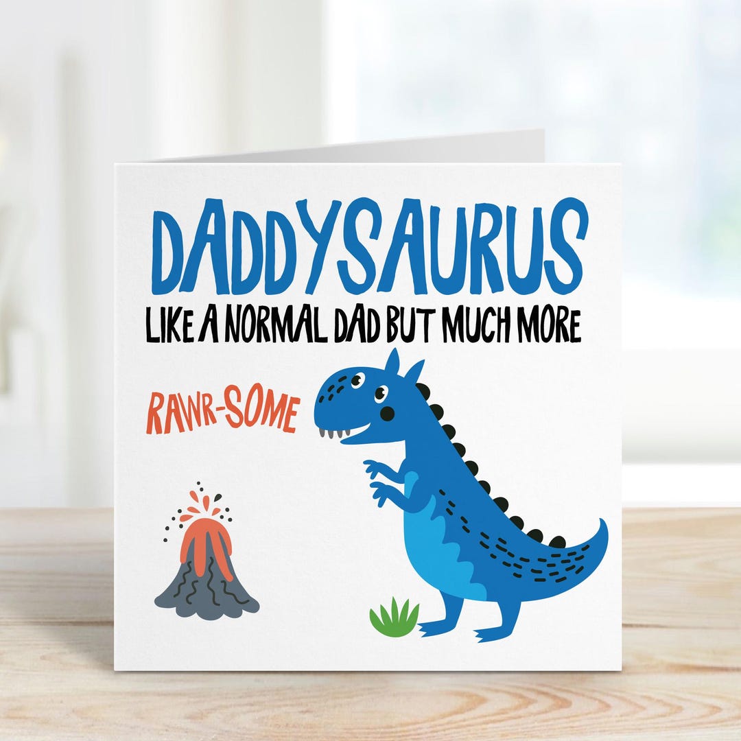 Daddysaurus Card Funny Dinosaur Father's Day Dad's Birthday Card for ...
