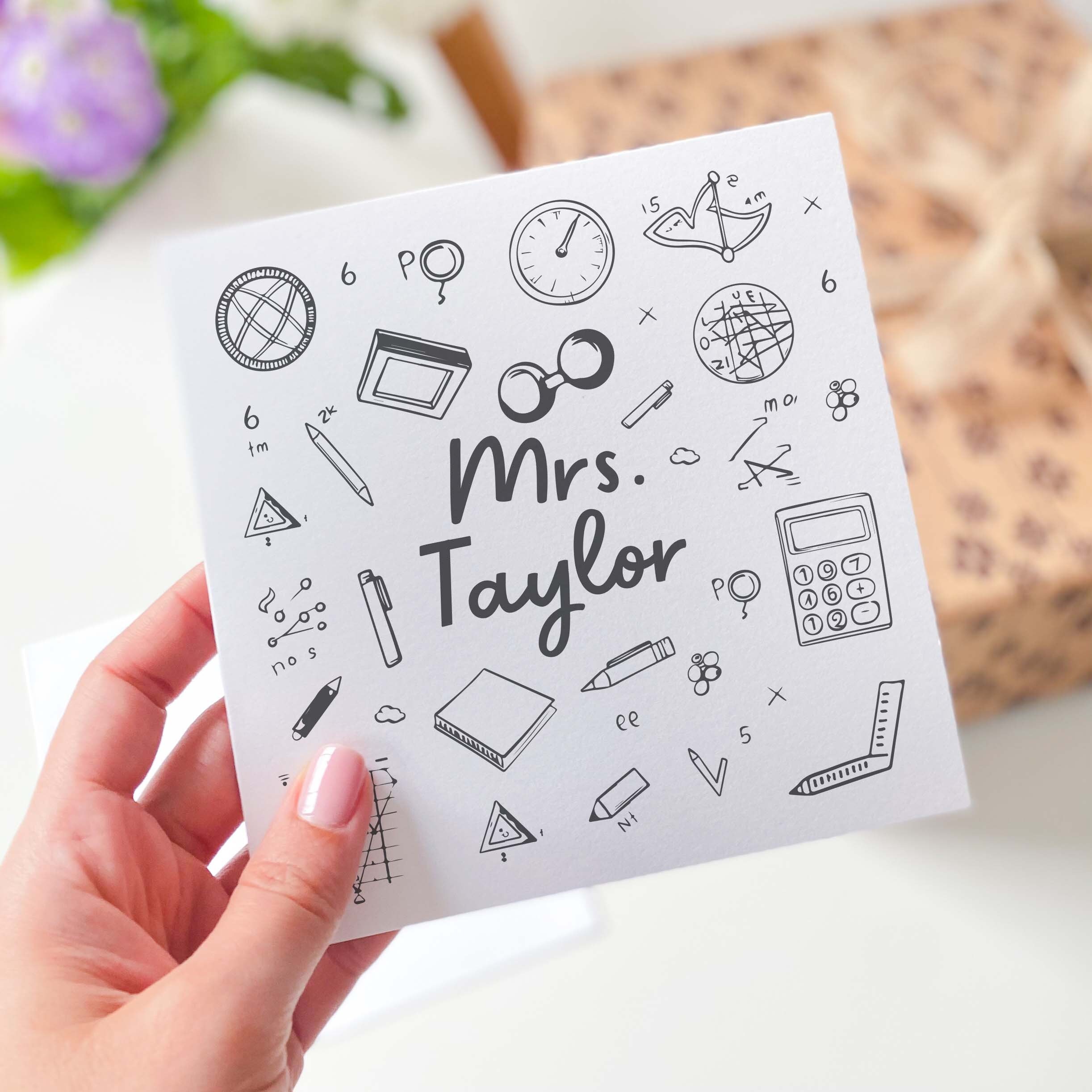 Personalized Math Teacher Thank You Card With Icons - Etsy