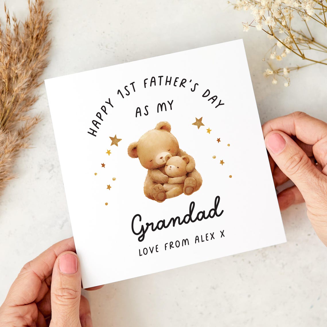 Personalised First Father’s Day Card for Daddy Custom Name Cute Bear ...