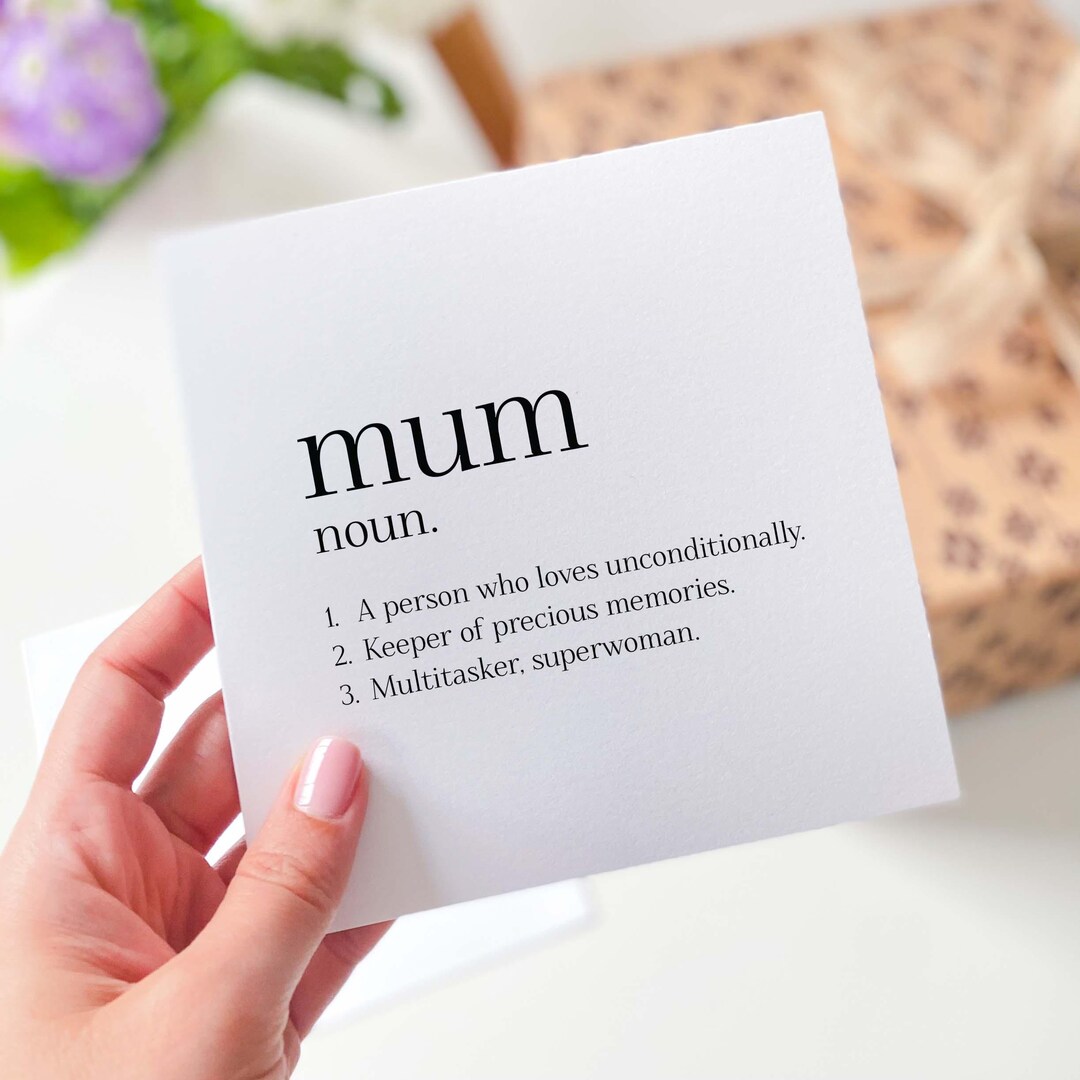 Card for Mum Definition Dictionary Quote Mum's Birthday Mother's Day ...