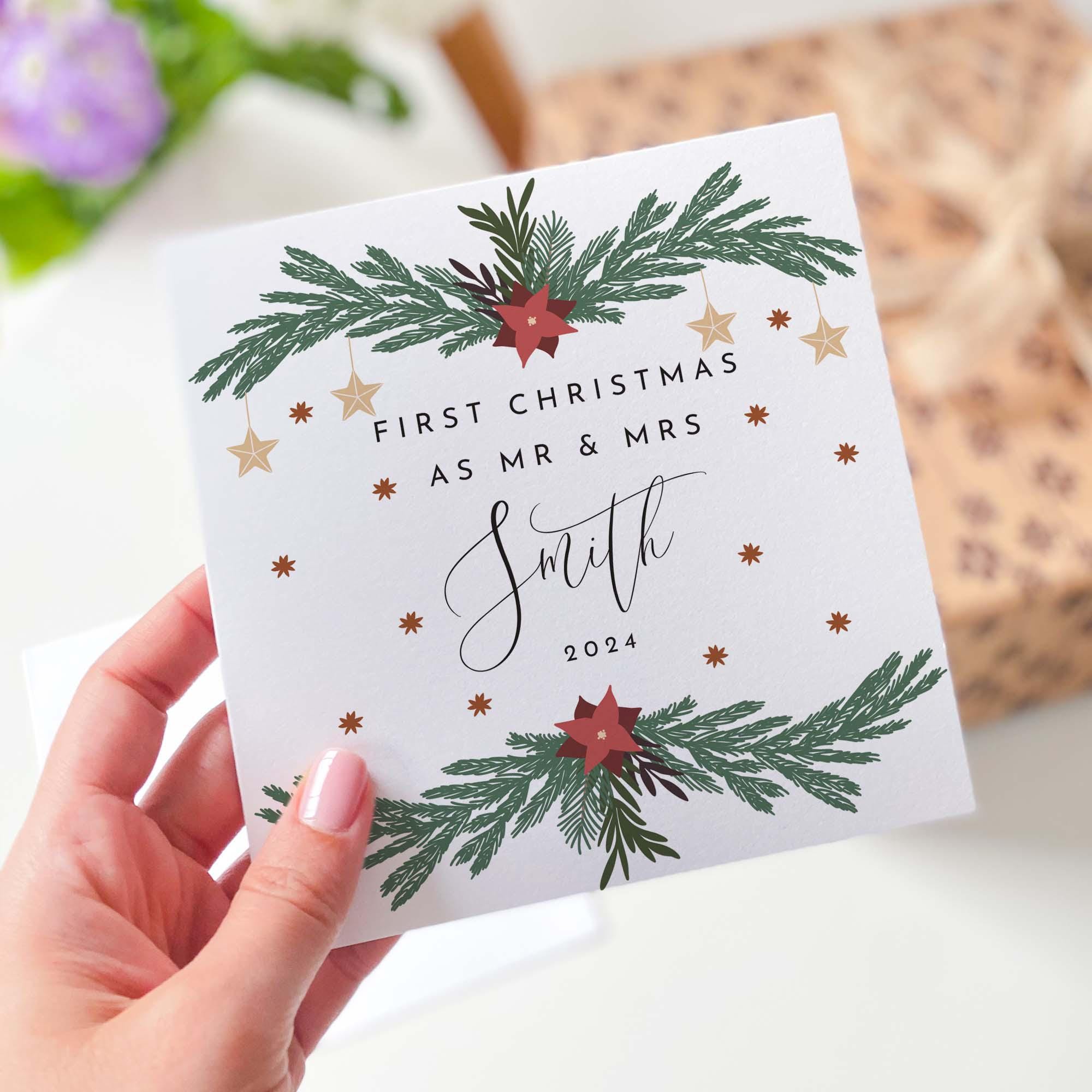 First Christmas Married Card Personalised 1st Xmas as Mr and Mrs Last ...