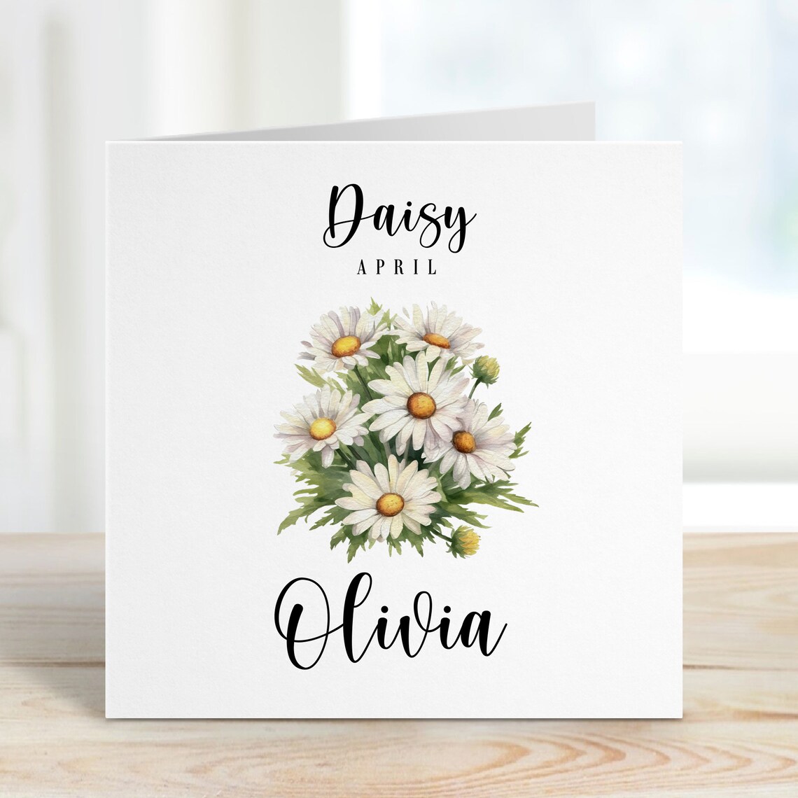 Personalised Birth Flower Card for Born in April Birth Birthday Card ...