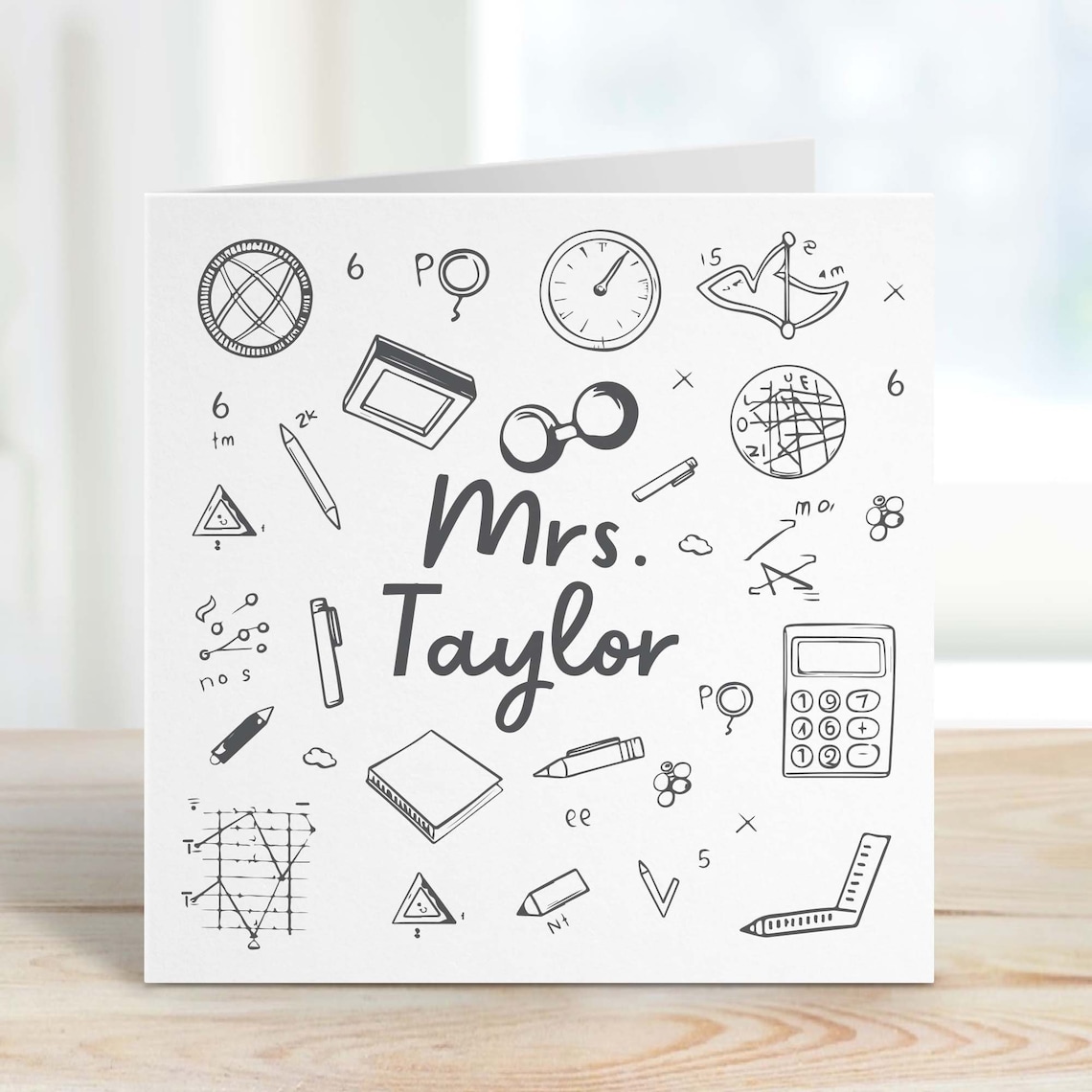 Personalized Math Teacher Thank You Card With Icons - Etsy
