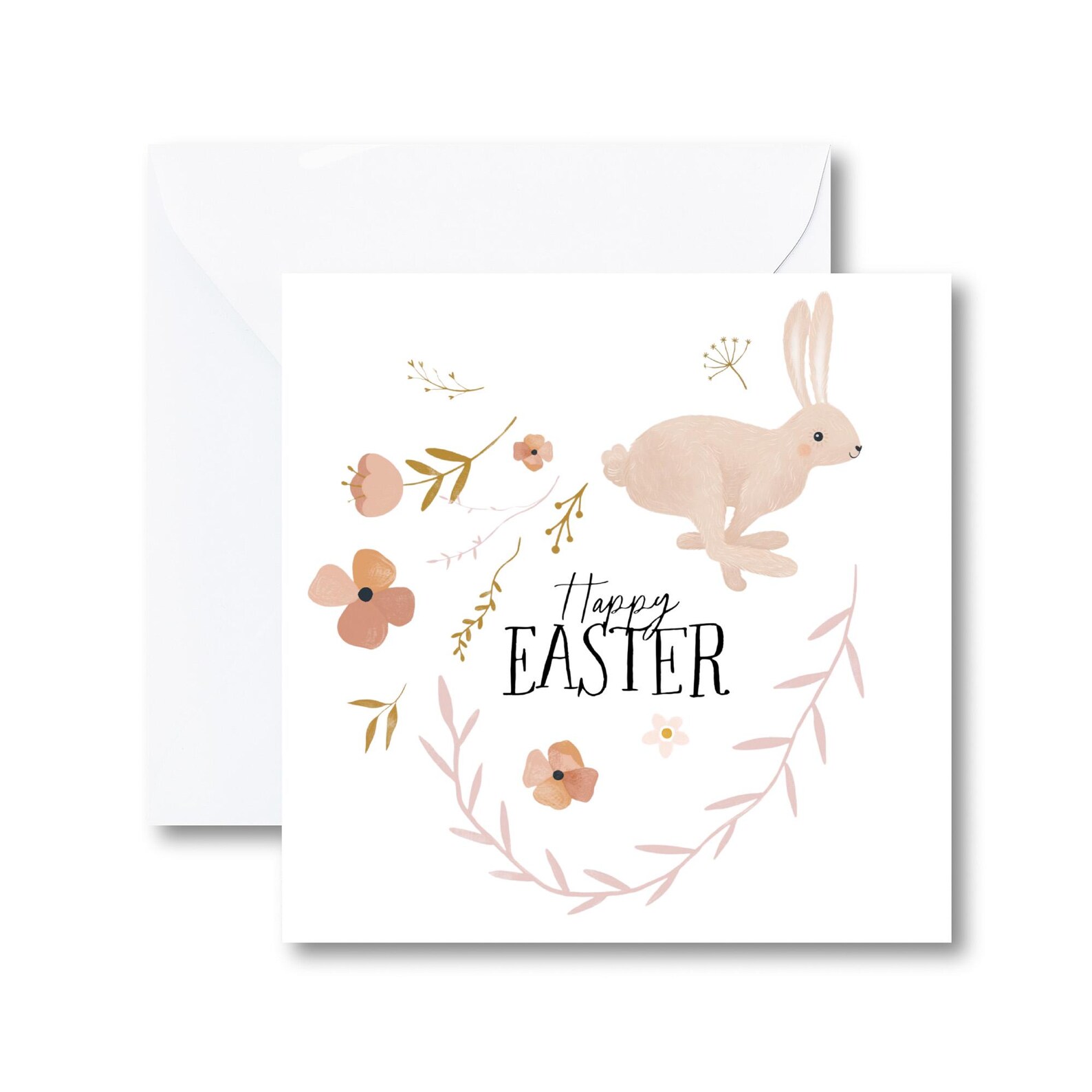 Easter Card Floral Bunny Card Spring Greeting Card Family Friend Happy ...