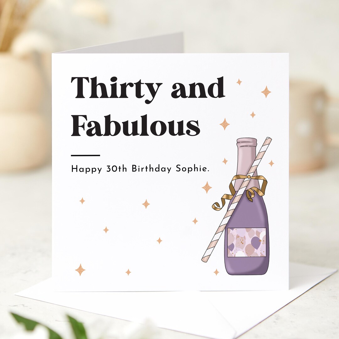 Elegant 30th Birthday Card – Thirty and Fabulous Keepsake – Stylish ...