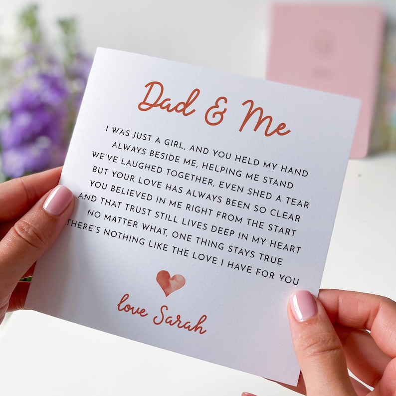 Personalised Dad and Daughter Poem Card Sentimental Card for Dad Father ...