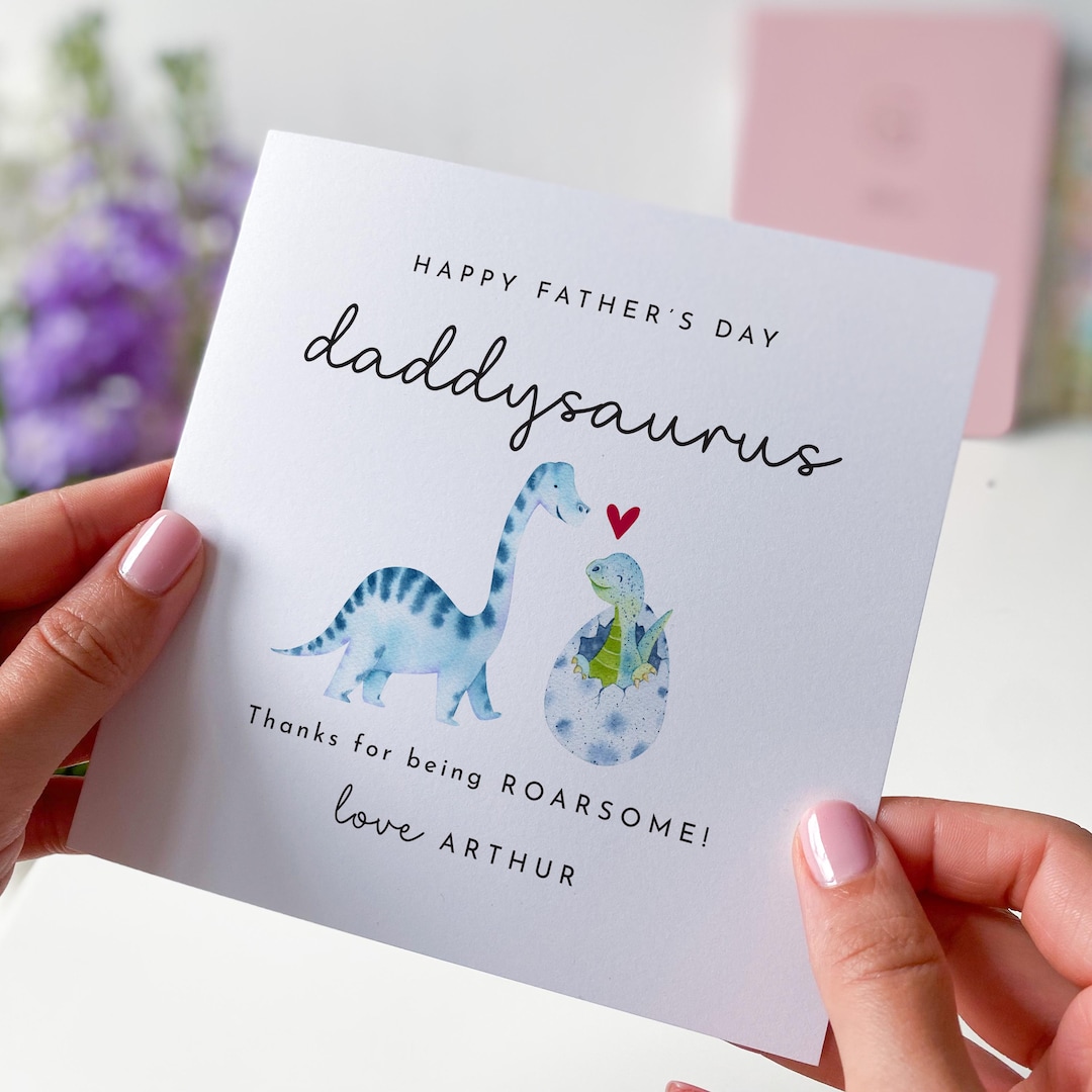 Personalised Father’s Day Card for Dad Daddysaurus Fun Dinosaur Design ...