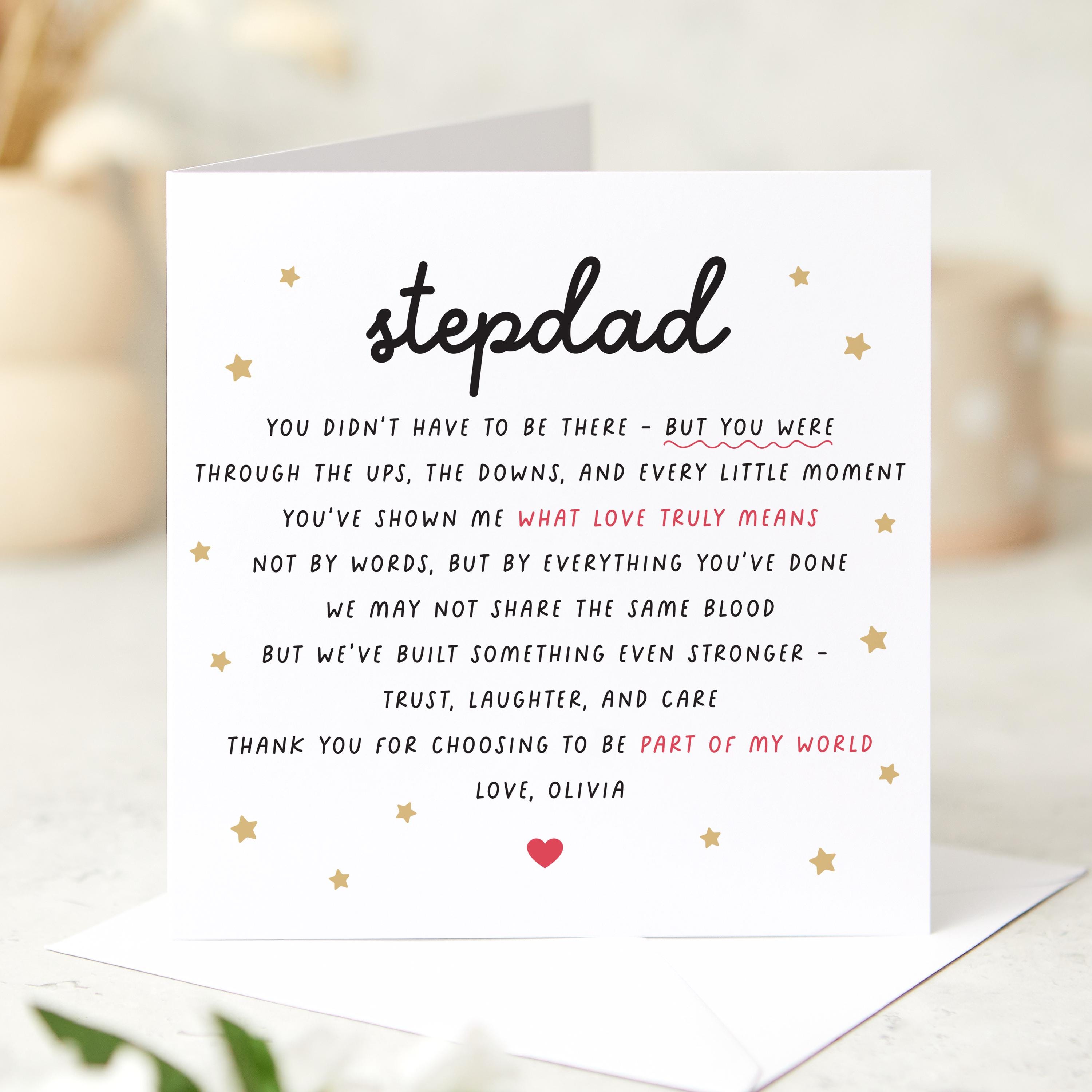 Card for Stepdad Father's Day Stepdad's Birthday Thank You Card ...
