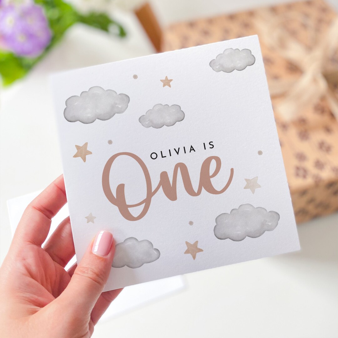 Personalised First Birthday Card With Name Babys 1st Birhday Gift Card ...