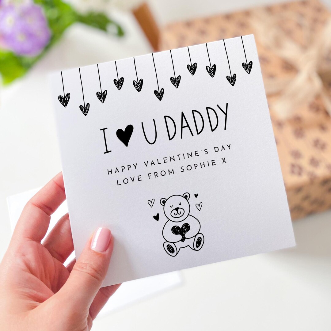 Personalised Valentine’s Day Card for Dad Cute I Love You Daddy Bear ...