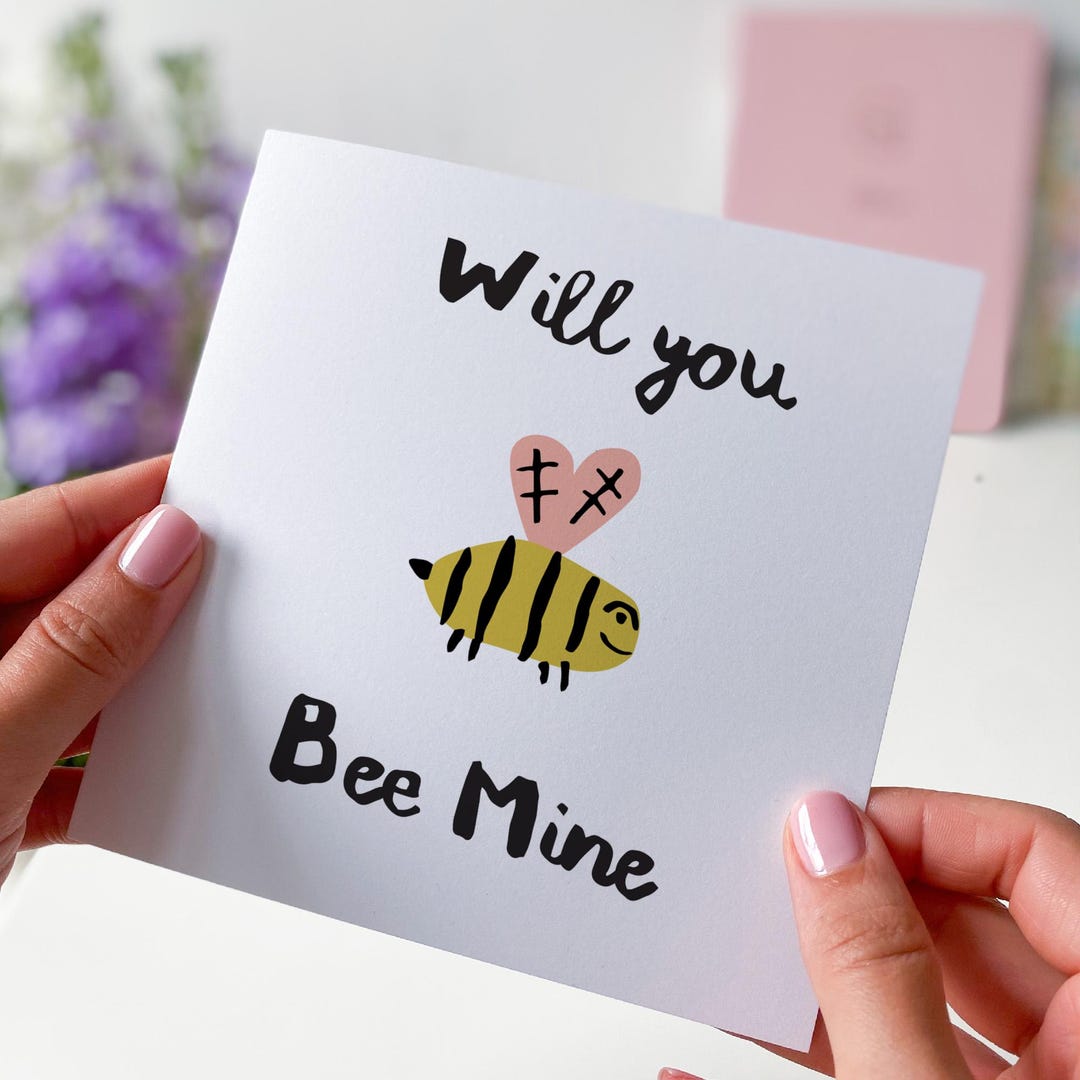 Will You Bee Mine Card With Cute Bee Valentine's Day Card for Her Him ...