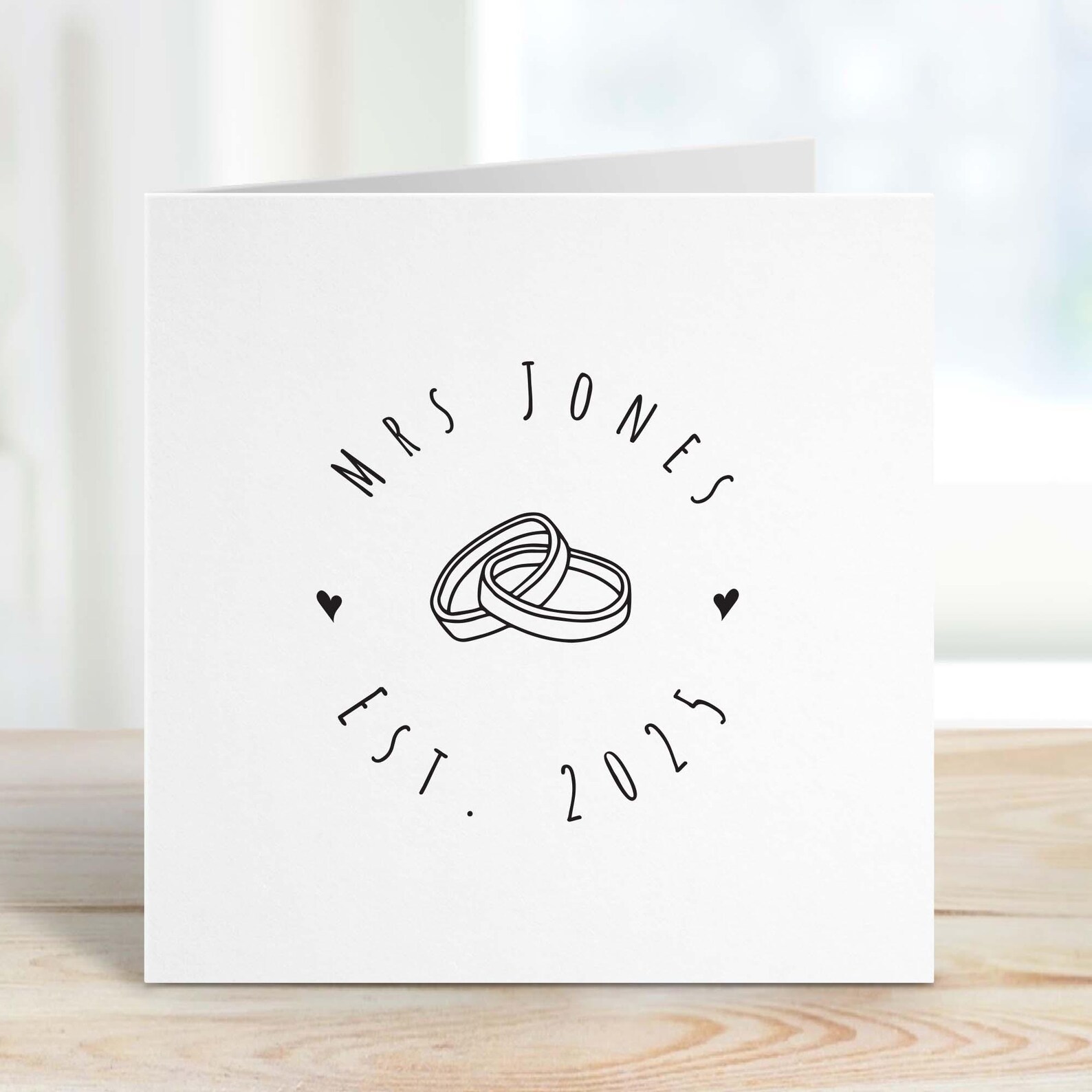 Card for Bride With Last Name and Wedding Date Mrs Wedding Day Card Hen ...