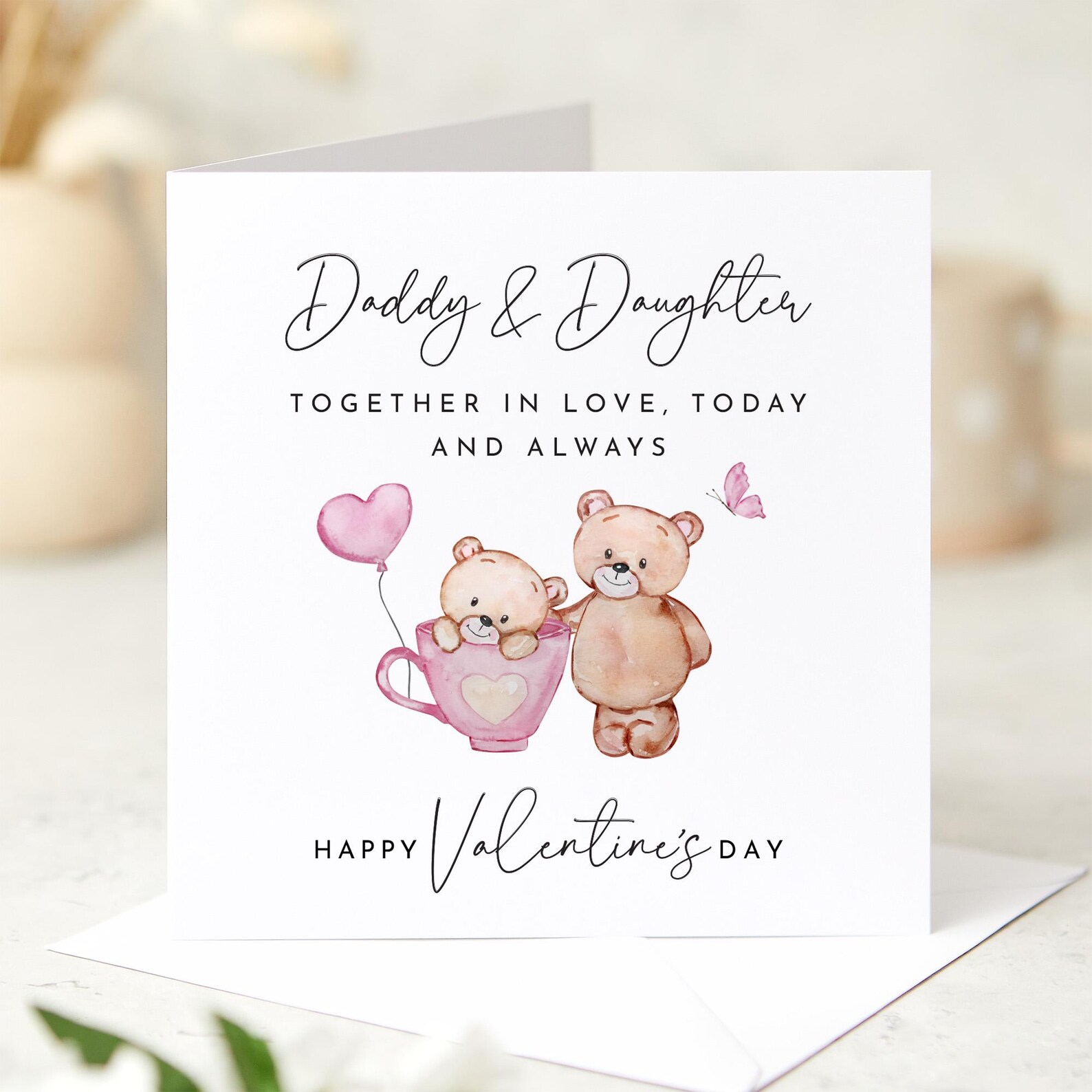 Valentine’s Day Card for Daddy and Daughter Cute Teddy Bear Design ...