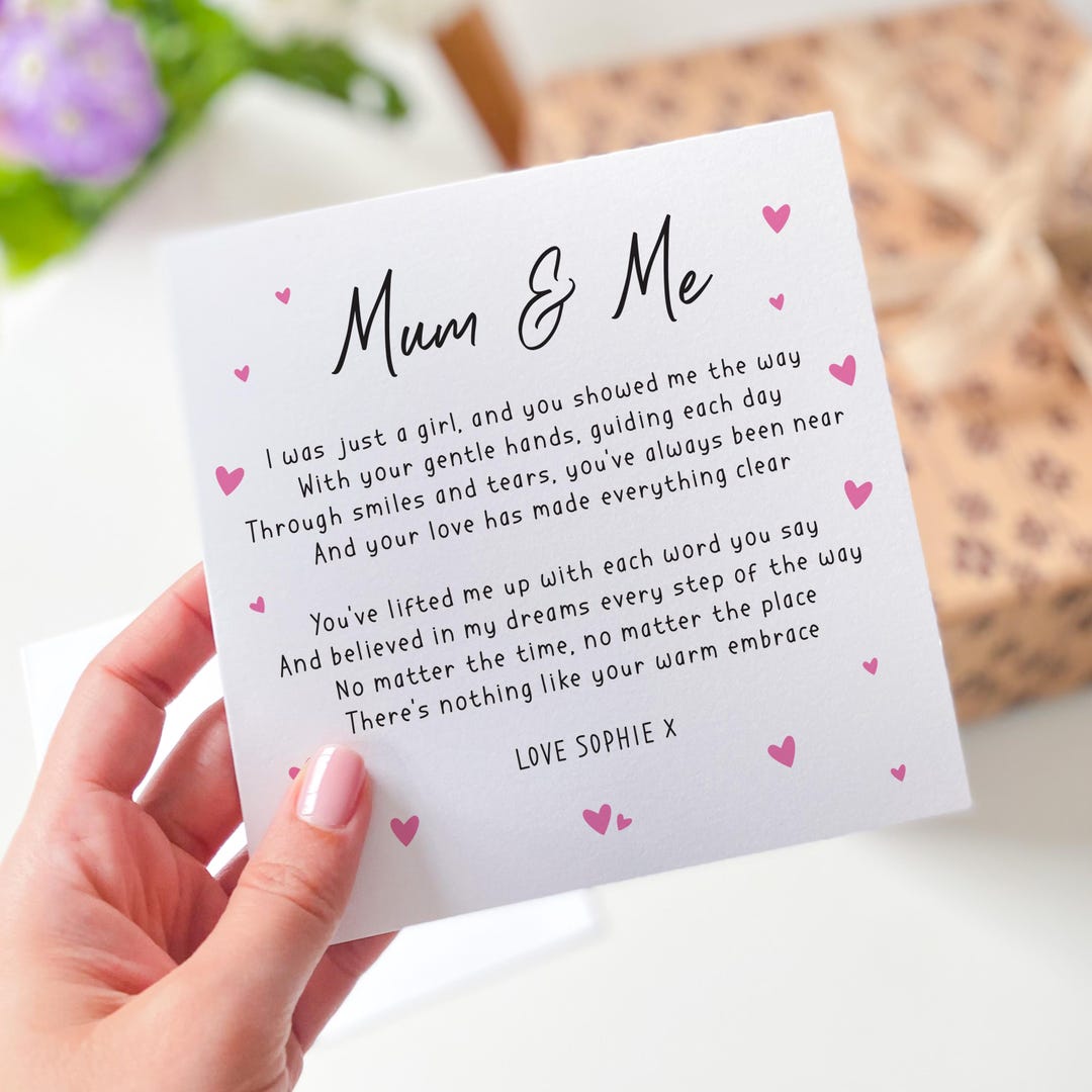 Personalised Mum and Daughter Poem Card Sentimental Card for Mum's ...