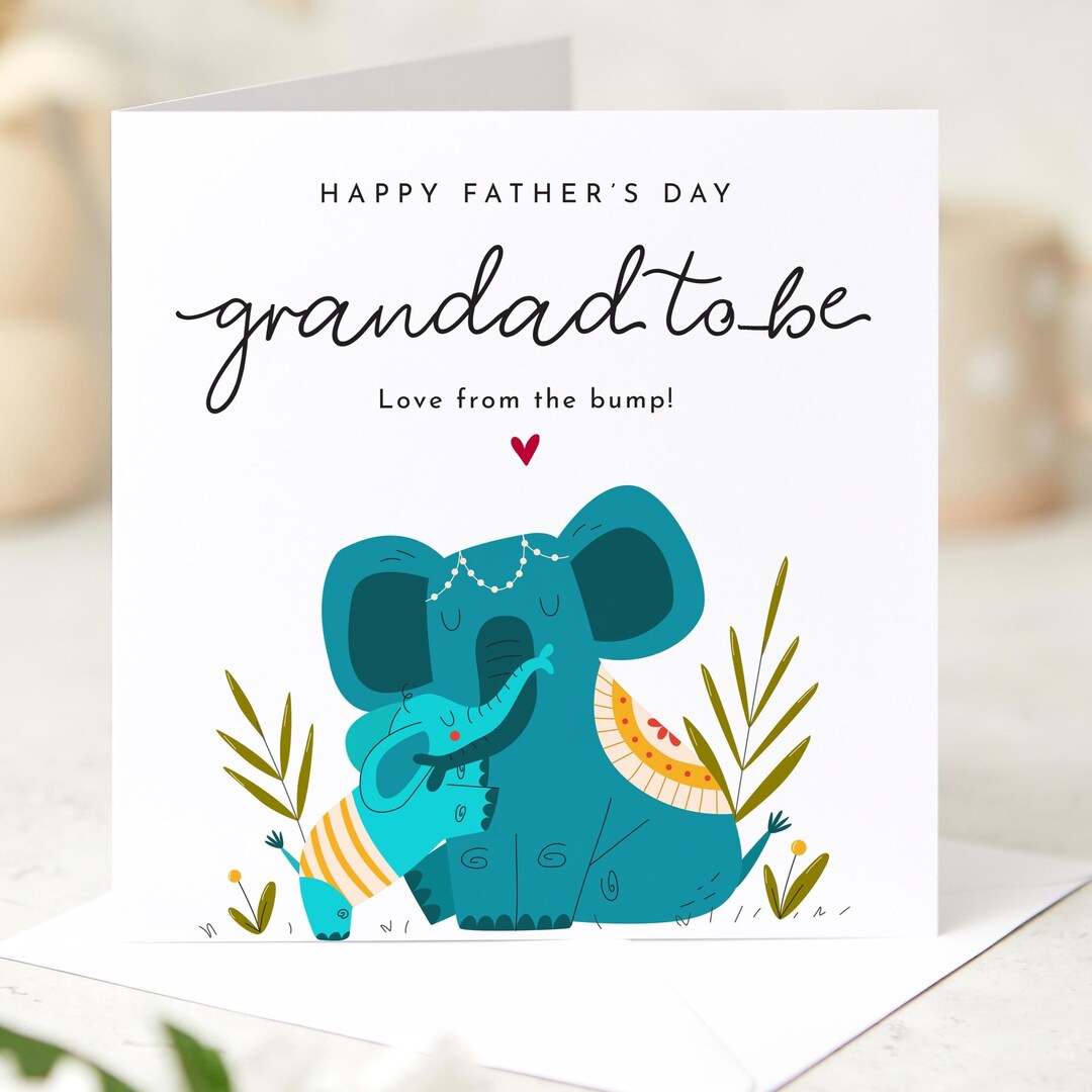 Father's Day Card for Grandad to Be Cute Elephant Design Keepsake From ...