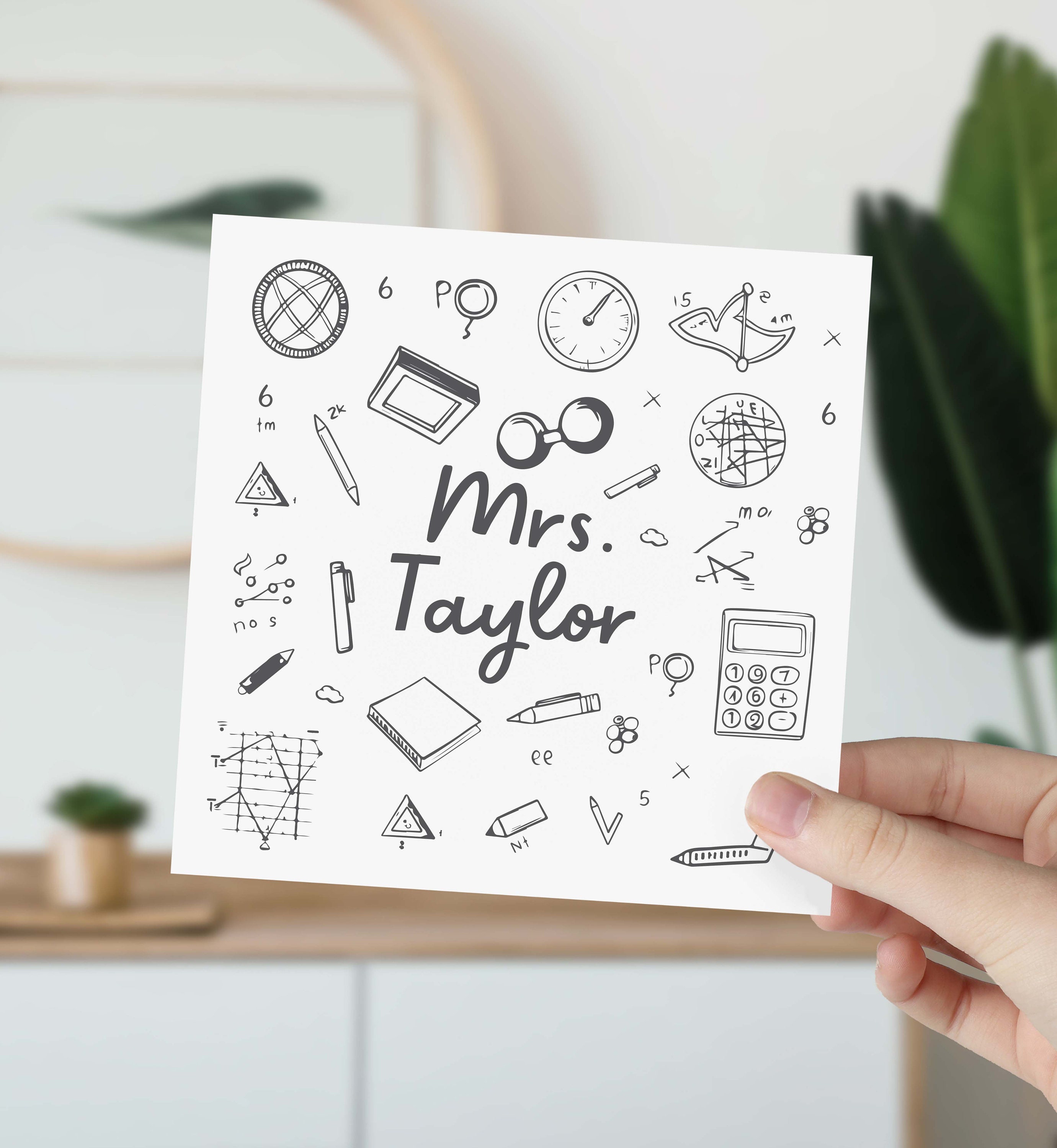 Personalized Math Teacher Thank You Card With Icons - Etsy
