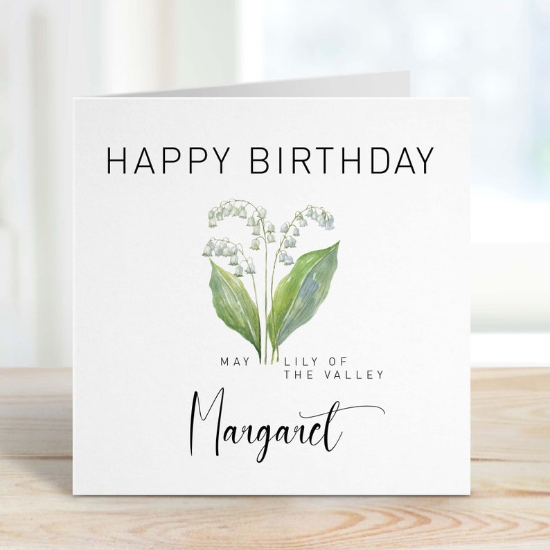 May Birthday Card Personalised Birth Flower Card for Born in May Happy ...