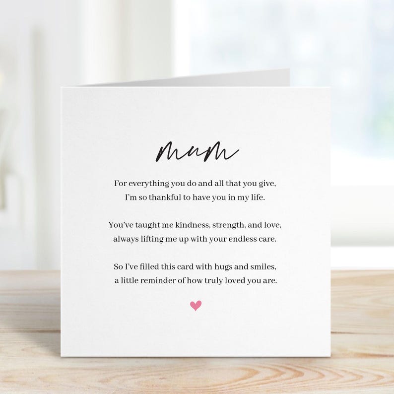 Card for Mum Heartfelt Message for Mummy Thoughtful Gift for Her Mother ...